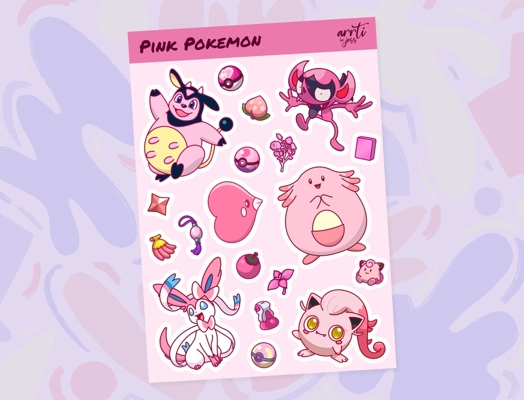 Pink Pokemon Sticker Sheet Gloss Vinyl - Etsy