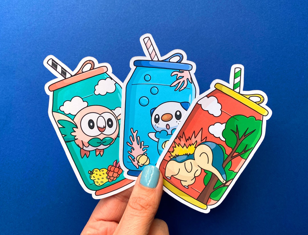 Soda Stickers Rowlet, Cyndaquil, Oshawott - Etsy