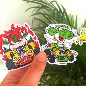 Mario Kart Sticker Pack Set of 6 Mario, Luigi, Bowser, Yoshi, Princess ...