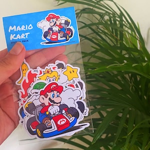 Mario Kart Sticker Pack Set of 6 Mario, Luigi, Bowser, Yoshi, Princess ...