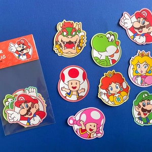Super Mario Sticker Pack Set of 8 Mario, Luigi, Bowser, Yoshi, Toad ...