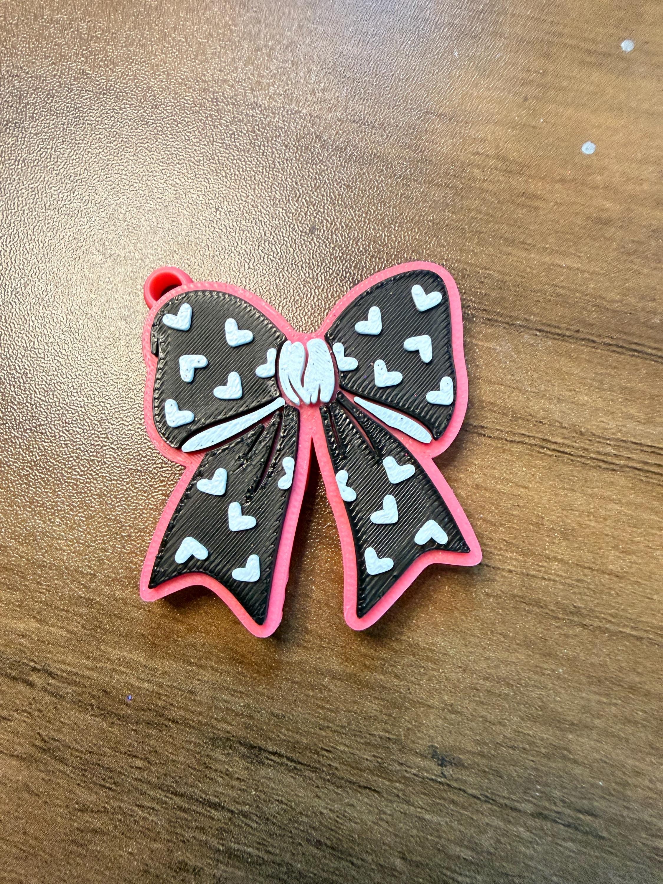 3D Printed Bow Soda Can Tab Opener | Heart Design Nail Saver Keychain ...