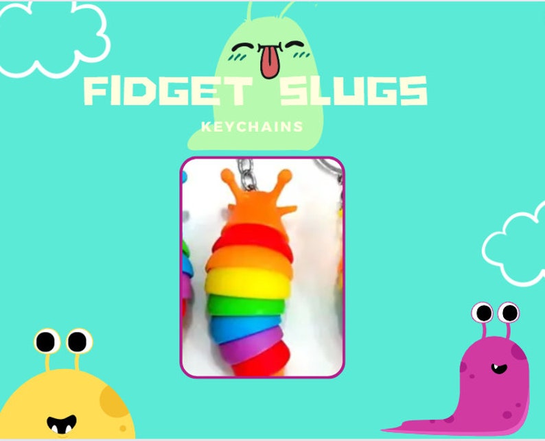 Rainbow Slug Fidget Keychain: Articulating Stress Relief Toy - Etsy