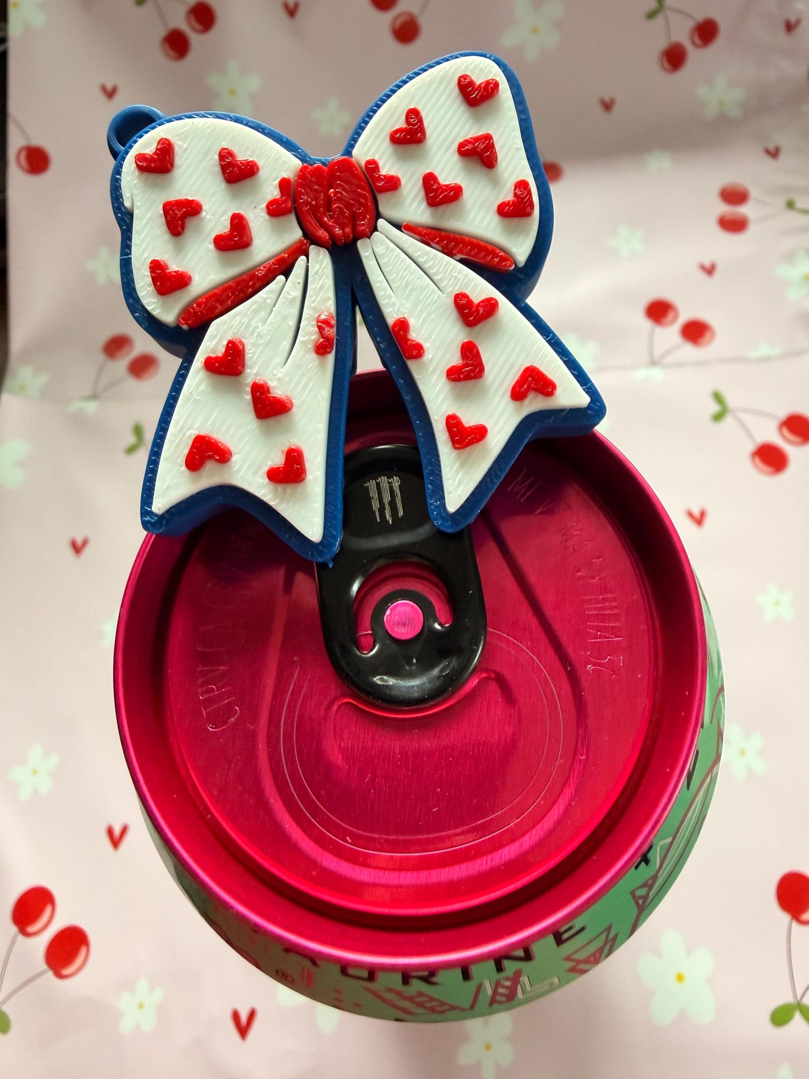 3D Printed Bow Soda Can Tab Opener | Heart Design Nail Saver Keychain ...