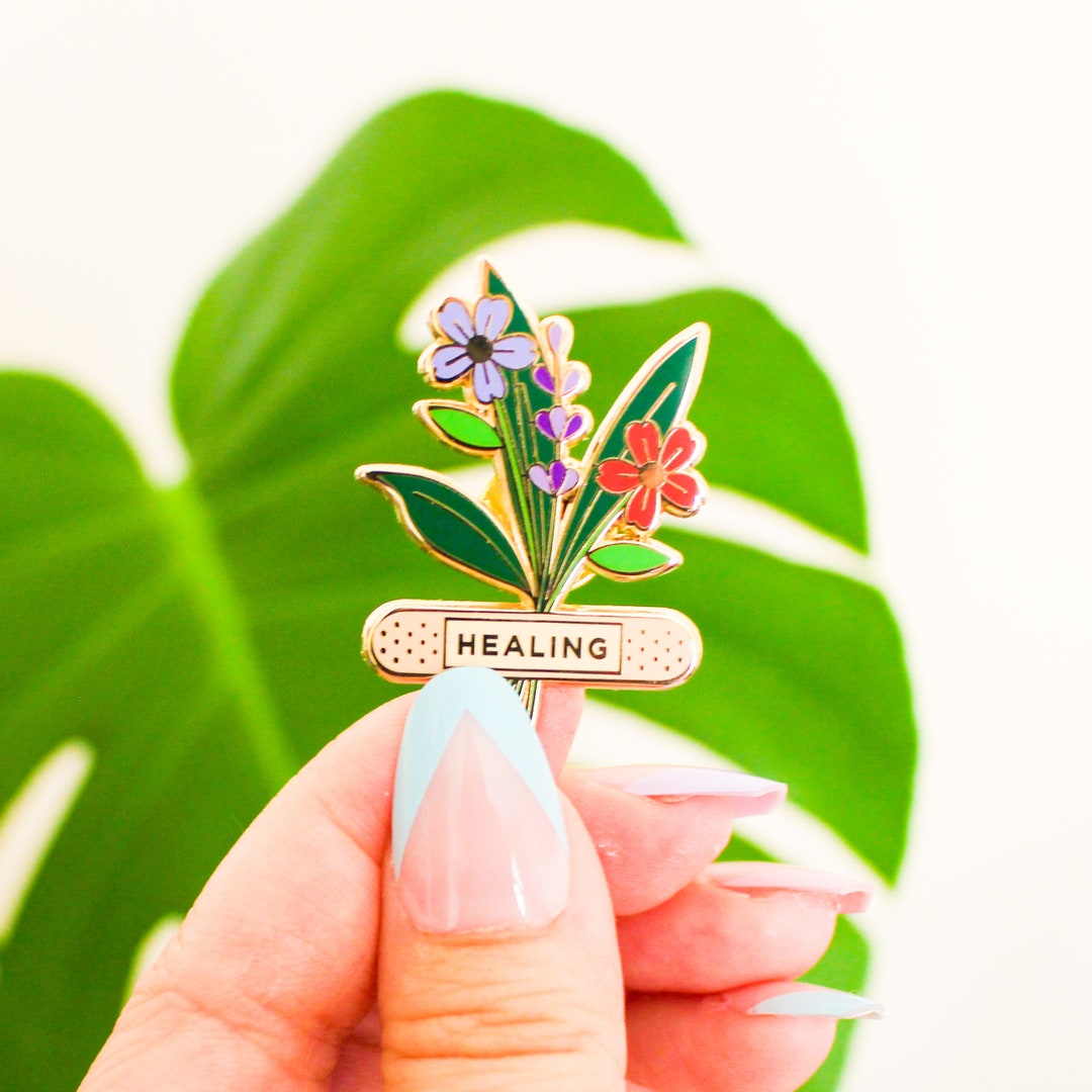 Healing Enamel Pin | Floral Enamel Pin | Mental Health | Self-care ...