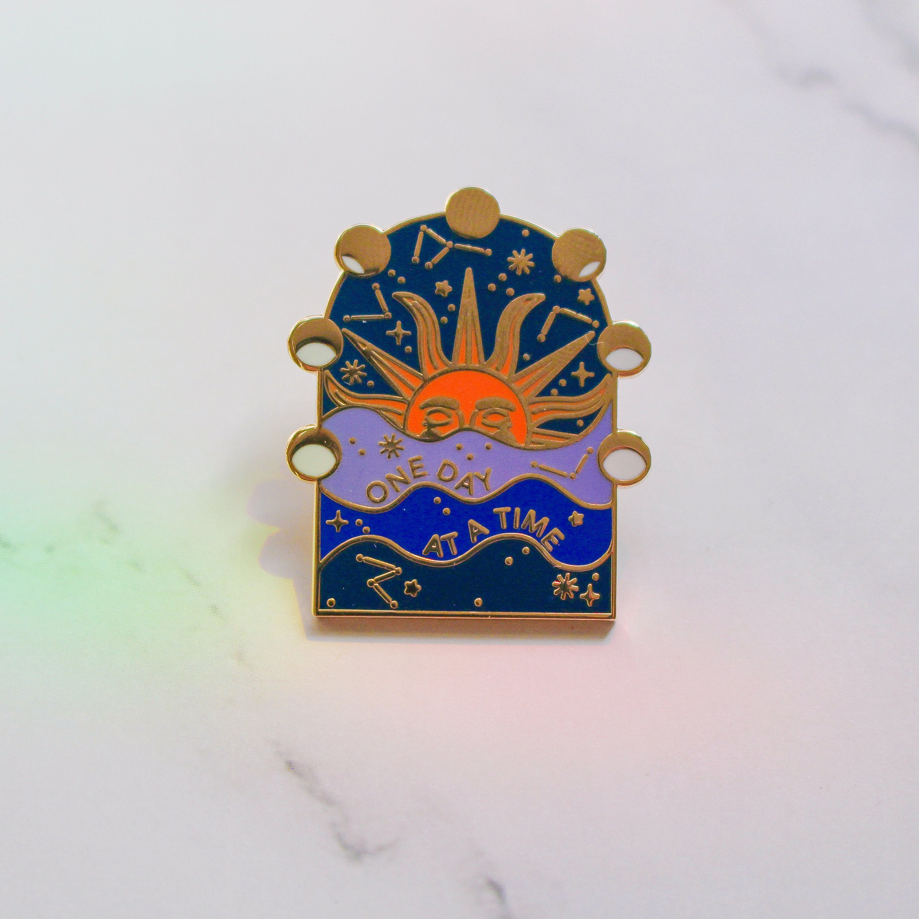 One Day at a Time Enamel Pin | Celestial Enamel Pin | Sun & Moon Pin ...