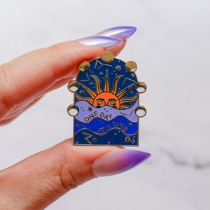 One Day at a Time Enamel Pin | Celestial Enamel Pin | Sun & Moon Pin ...