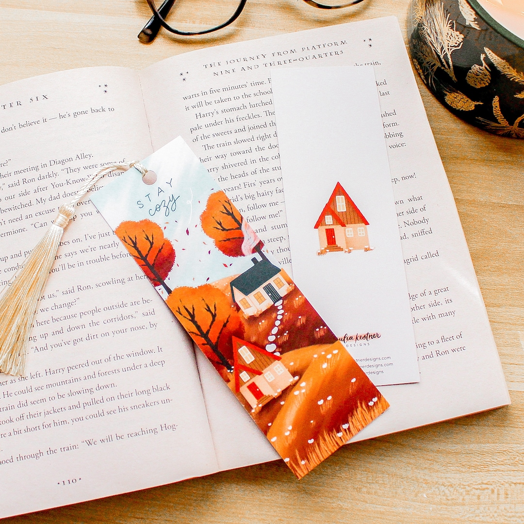Fall Cottage Bookmark | Cozy Fall Bookmark | Bookish | Bibliophile ...
