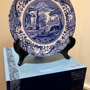 Vintage SPODE Blue Italian Pattern Cake Stand ~ SPODE Round Tazza for ...