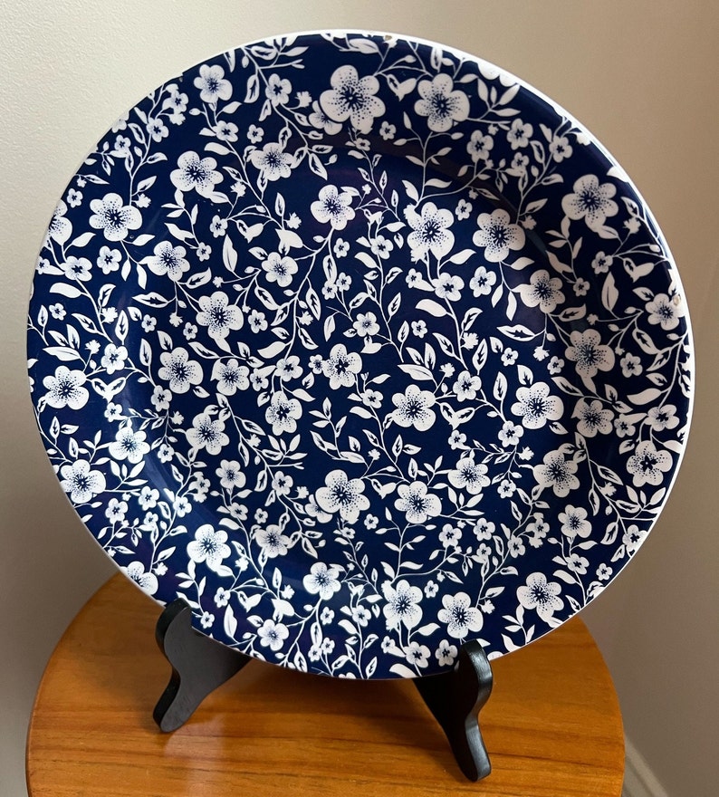 Blue and White Calico Pattern Pottery Plate Sandwich/dessert/luncheon ...