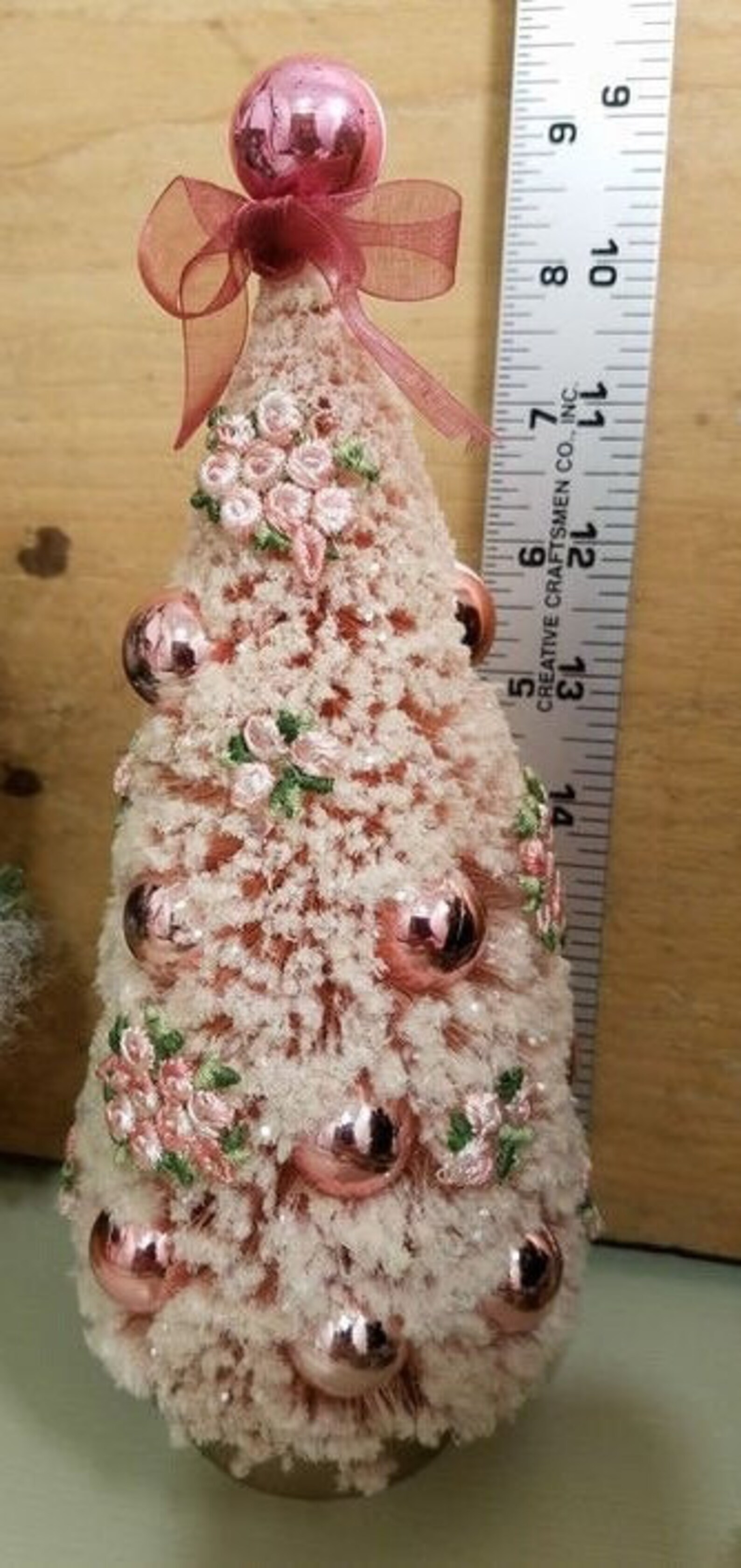 Pink Tree Collectible Pink Bottle Brush Tree With Vintage - Etsy