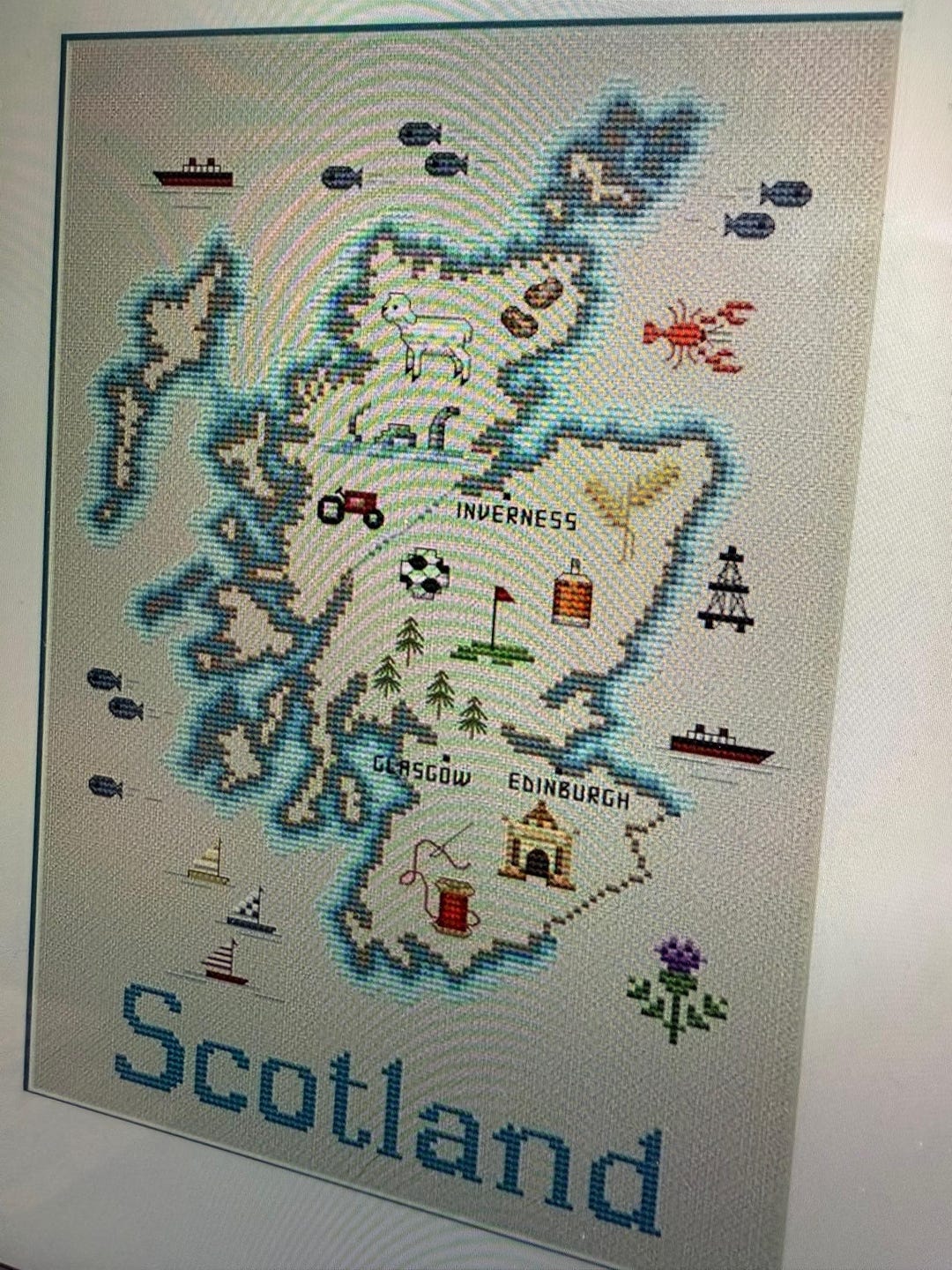 Map of SCOTLAND Counted Cross Stitch Pattern by Susan Hillis Designs ...