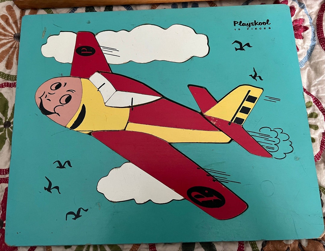 1950s STORYBOOK PLANE Wooden Frame Tray Puzzle ~ Made by Playskool ...