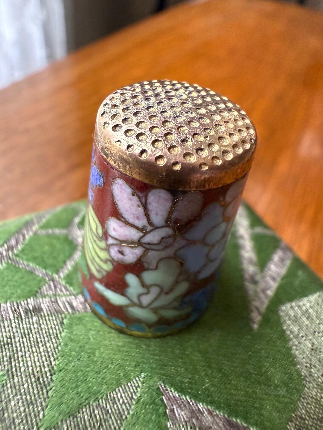 Vintage Chinese Red Cloisonne Floral Thimble ~ Collectible Thimble ...