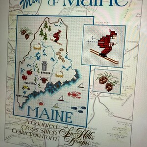 Map of Maine Counted Cross Stitch Pattern by Susan Hillis Designs ...