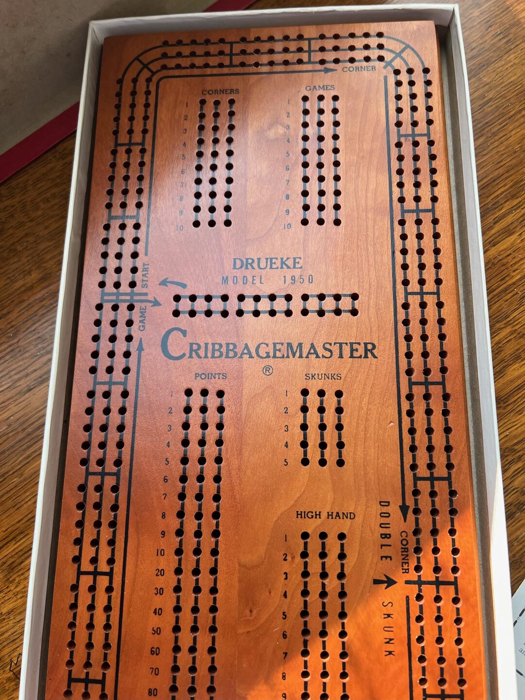 Vintage Wood Cribbage Board ~CRIBBAGEMASTER 1950 ~ Once-a-round Three ...