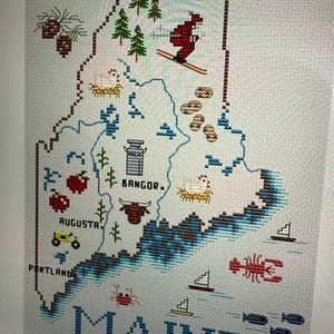 Map of Maine Counted Cross Stitch Pattern by Susan Hillis Designs ...