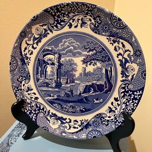 Vintage SPODE Blue Italian Pattern Cake Stand ~ SPODE Round Tazza for ...