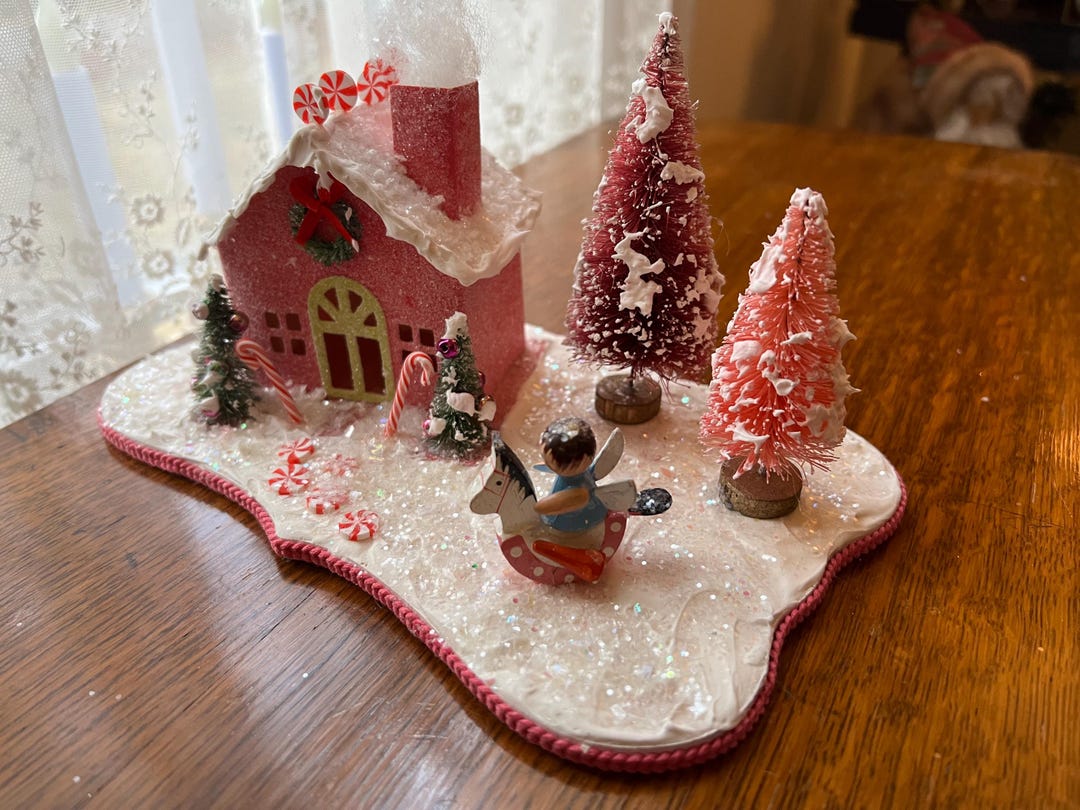 Pink Candy Cottage ~ Valentine Day Gift ~ Cottage Collectible ~ Putz ...