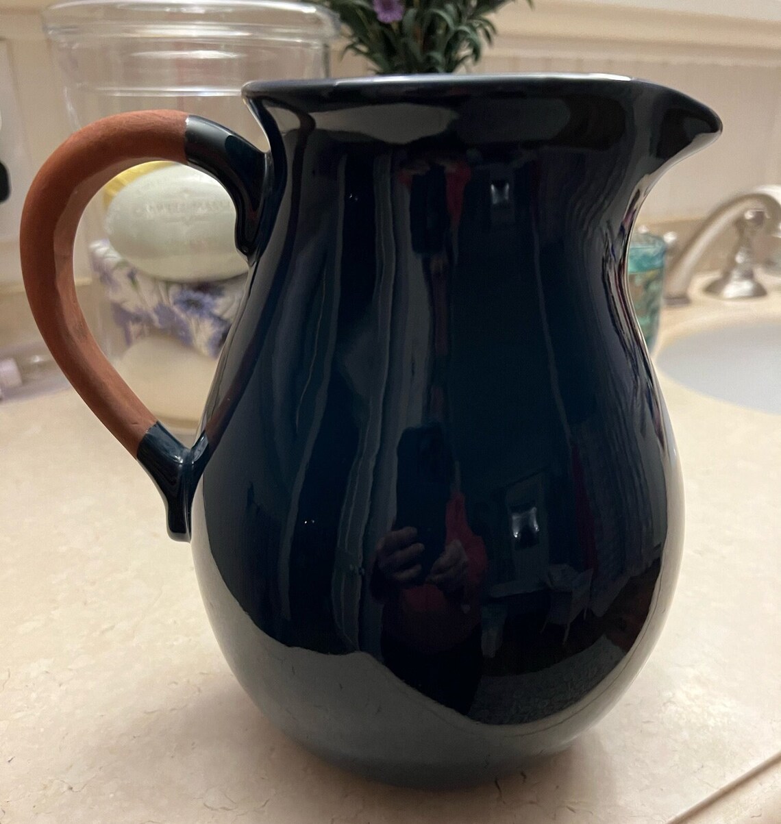 Farmhouse Country Style Glazed Terracotta Water/wine Pitcher Made in ...