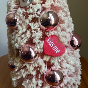 Pink Flocked Bottle Brush Tree With LOVE Hearts, Vintage Style Decor - Etsy