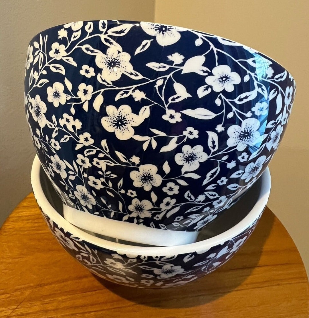 Blue and White Calico Pattern Pottery Bowlsmall Bowl for Cereal/soup ...