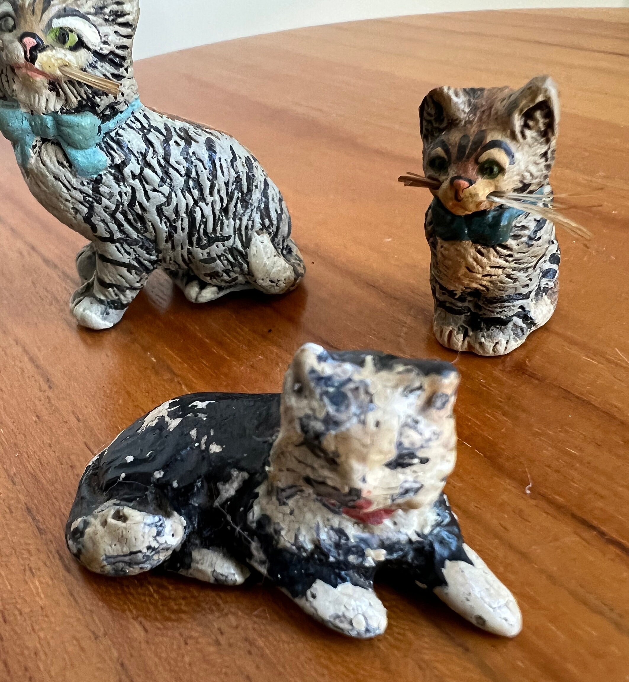 3 Miniature Vintage "cold Painted" Collectible Cats ~ Rare Collectible ...