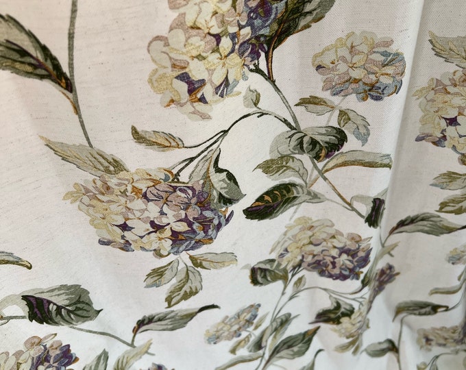 OOAK Laura Ashley Hydrangea Natural/indigo Print Fabric Shower Curtain ...