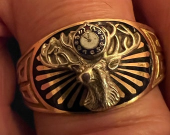 Vintage Elks Lodge Ring in 14K Gold and Enamel BPOE Size 10.5 - Etsy