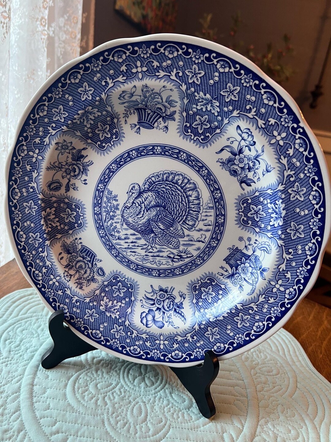 Rare Vintage SPODE Festival Blue With White Edge 10.25 Inch Dinner ...