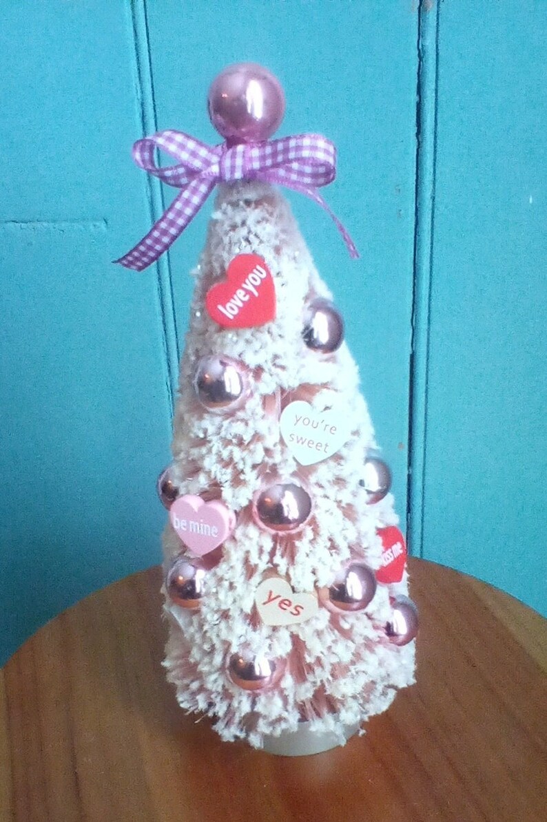 Pink Love Tree Bottle Brush Tree With LOVE Messages thank - Etsy
