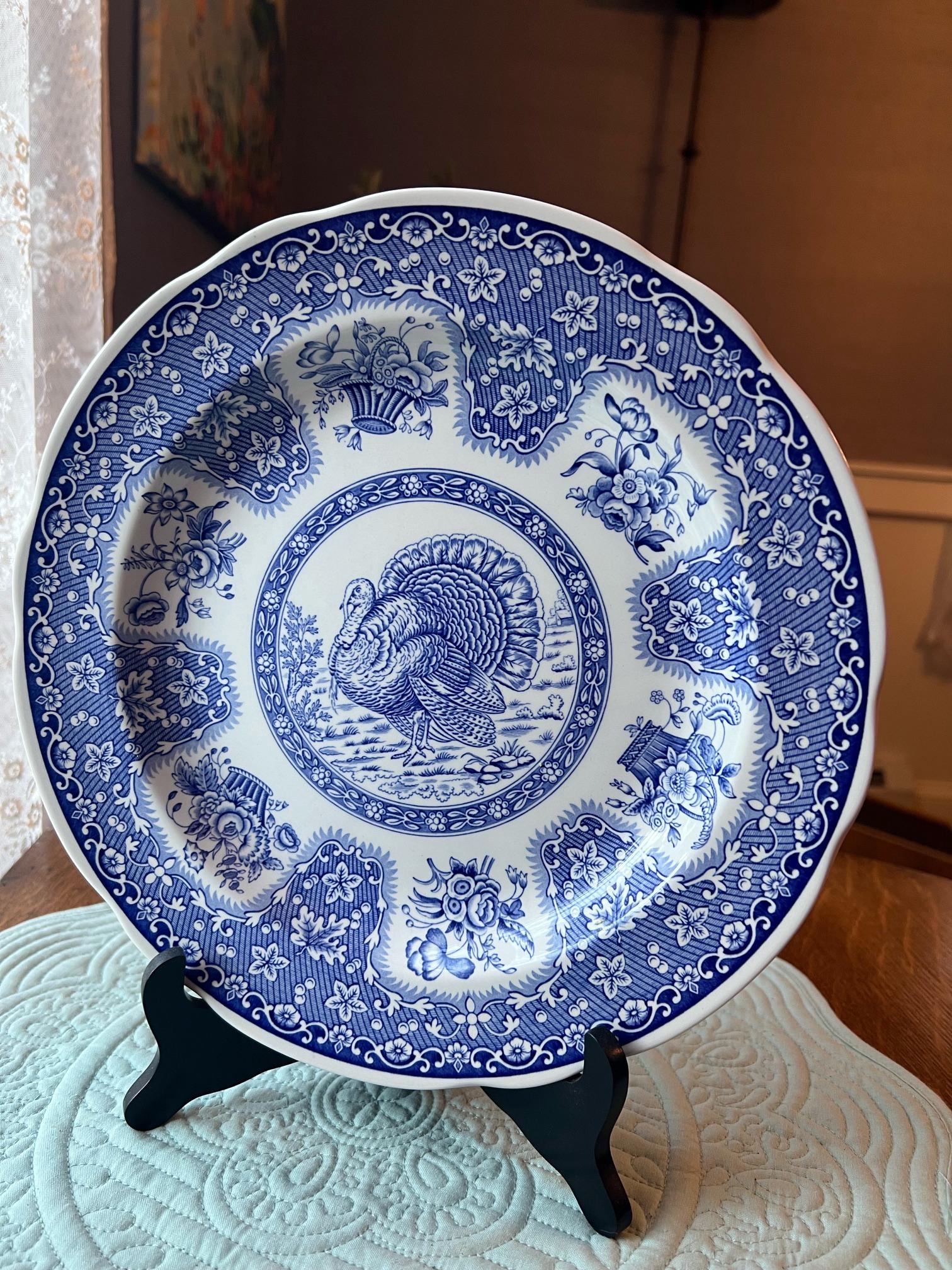 Rare Vintage SPODE Festival Blue With White Edge 10.25 Inch Dinner ...
