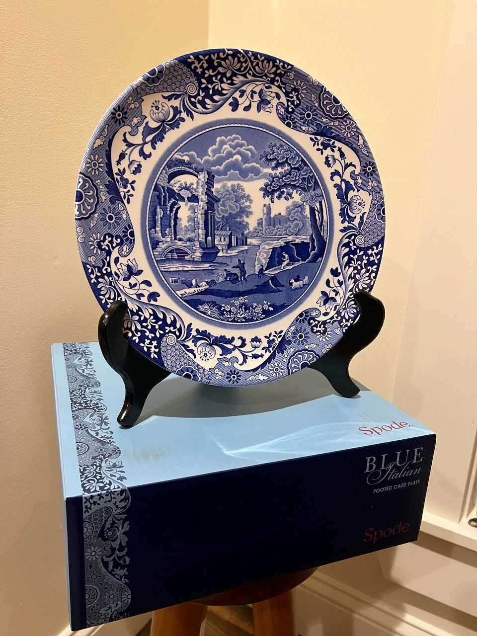 Vintage SPODE Blue Italian Pattern Cake Stand SPODE Round Tazza for ...