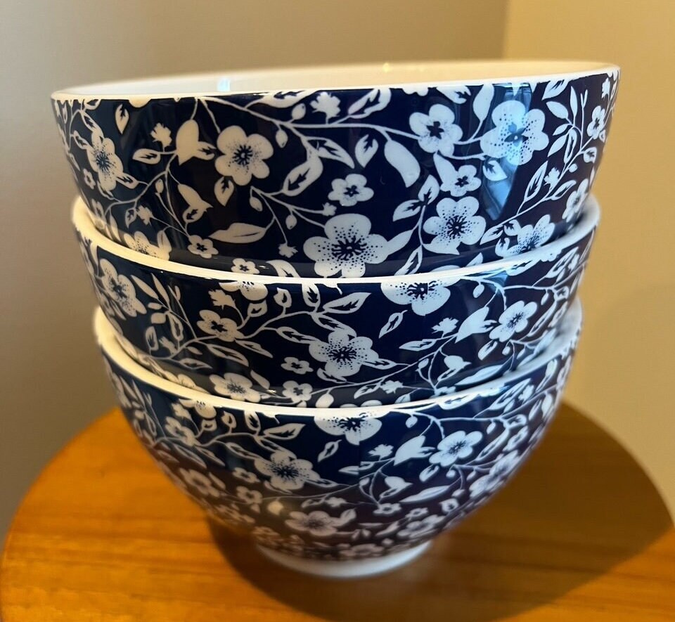 Blue and White Calico Pattern Pottery Bowlsmall Bowl for Cereal/soup ...