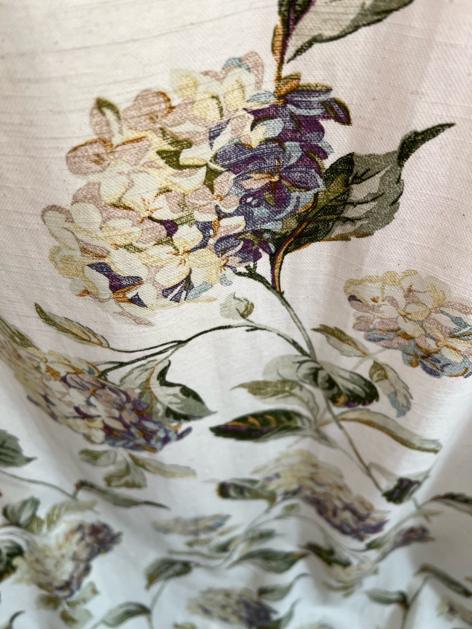 OOAK Laura Ashley Hydrangea Natural/indigo Print Fabric Shower Curtain ...