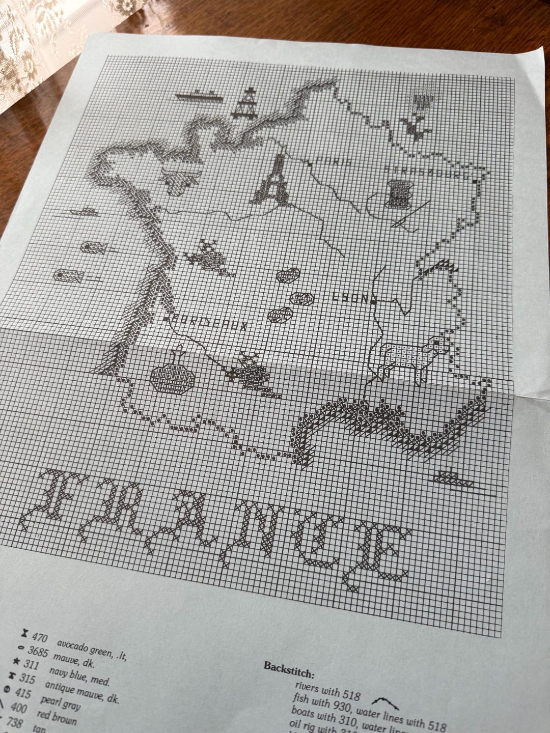 Map of FRANCE Counted Cross Stitch Pattern by Susan Hillis Designs ...
