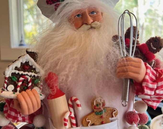 Baking Gingerbread With Santa ~ Father Christmas Collectible ~ OOAK ...