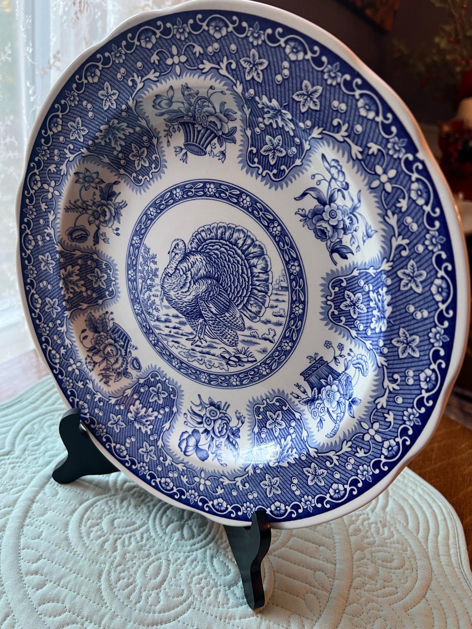 Rare Vintage SPODE Festival Blue With White Edge 10.25 Inch Dinner ...