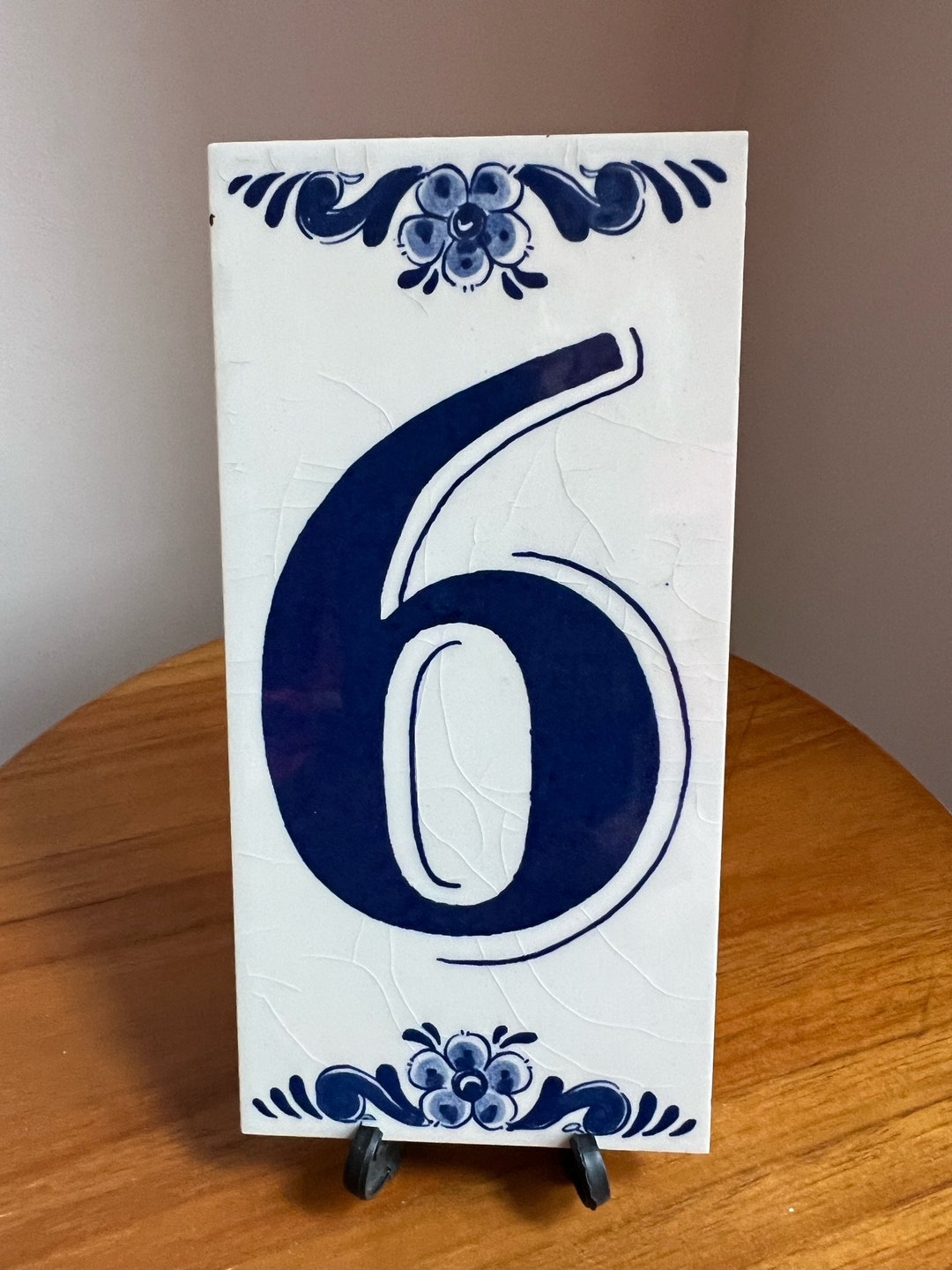 Dutch DELFT Blue/white Ceramic House Number Tile 6~ Handmade in Holland ...