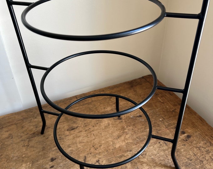 Vintage 3-tier Plate/pie Stand ~ Metal Plate Holder ~ Iron Pie Cooling ...