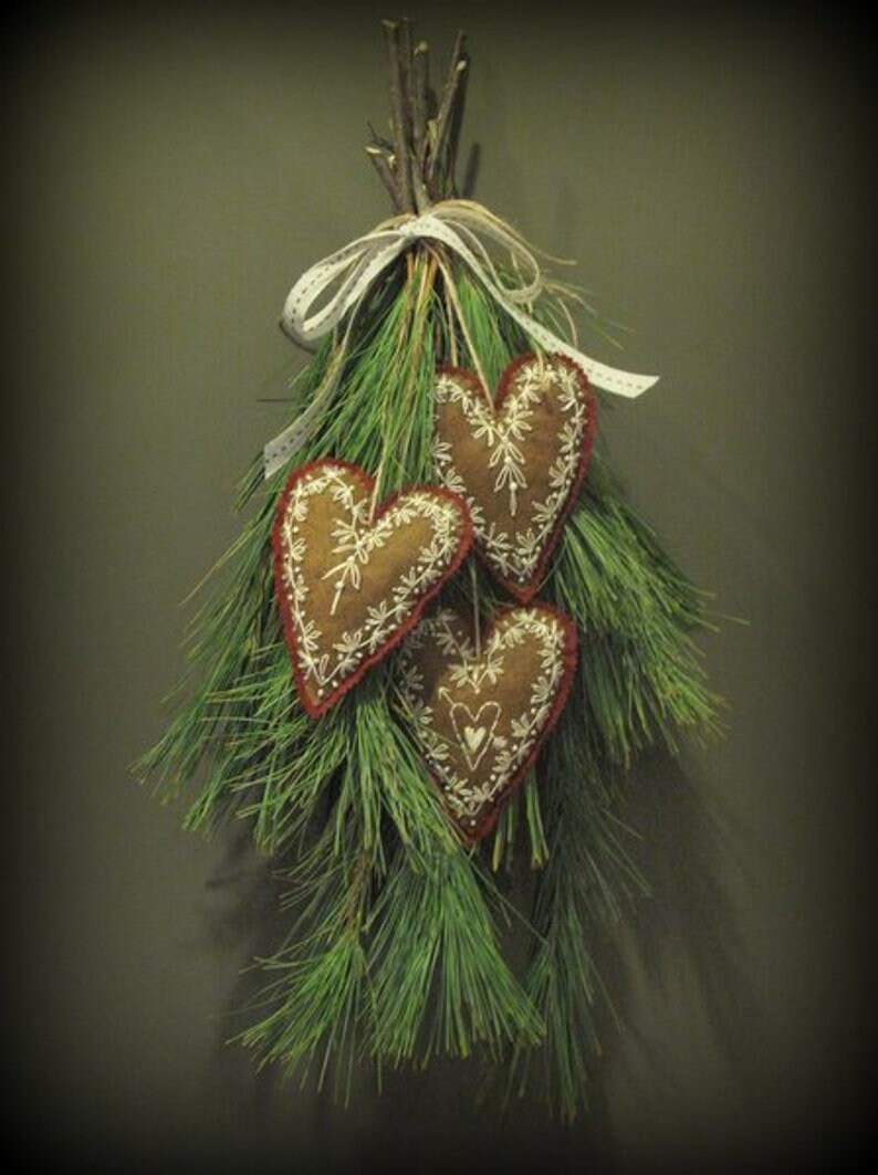 Hand Embroidered Gingerbread Inspired Heart Valentine Gift I Love You ...