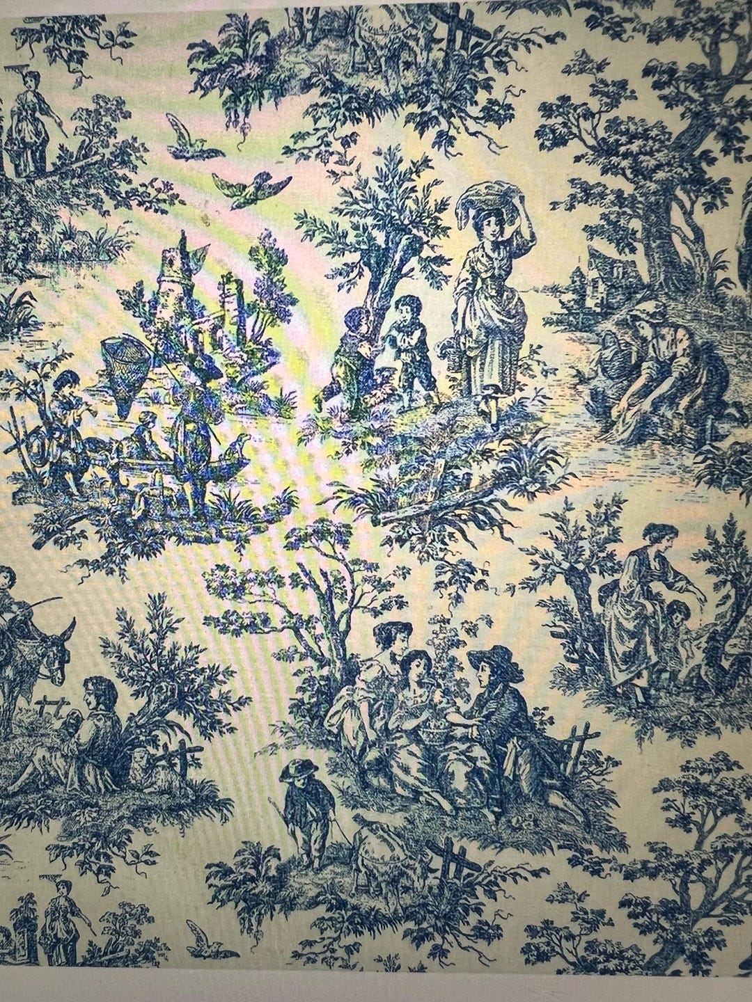 WAVERLY Blue and White Toile Decorating Fabric ~ Handsome Country Life ...