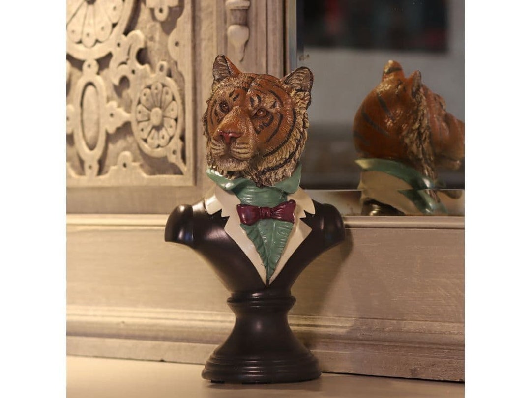 Tiago the Dressed Tiger Bust Animal Sculpture Home Decor - Etsy