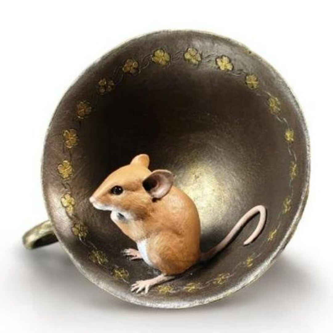 Mouse in Tea Cup Bronze Figurine by Michael Simpson Charming - Etsy