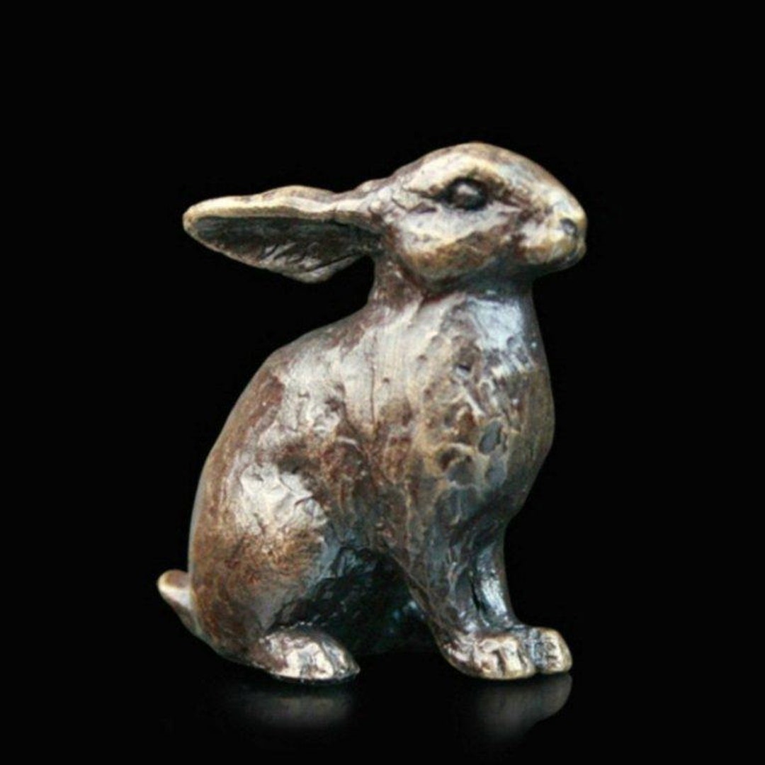 Bunny Rabbit Bronze Miniature butler and Peach: A Charming Addition to ...