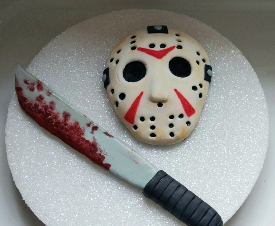 Fondant Edible Friday the 13th - Jason Mask & Machete Fan Art Horror ...
