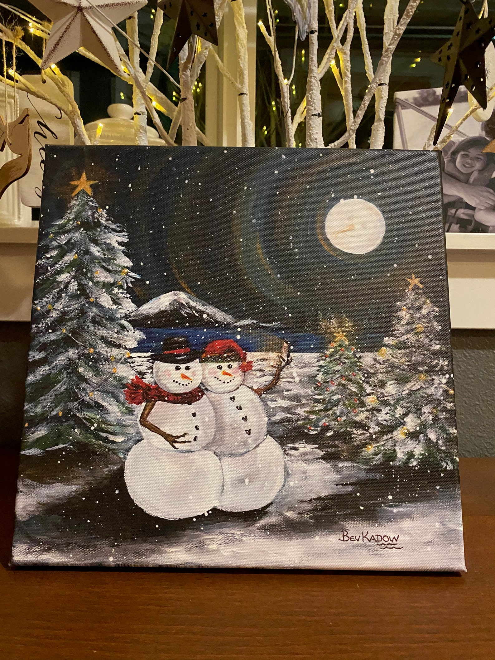Snowmen Canvas Painting 12" X 12" Date Night Selfie - Etsy