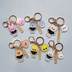 Skzoo Stray Kids Figure Cartoon Keyring, 3-piece Double-sided Printing ...