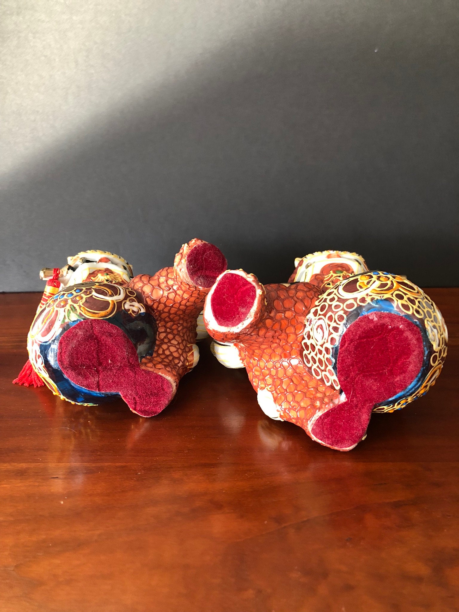 Foo Dogs Royal Red and Gold Foodogs Pair With Tassels 6 - Etsy
