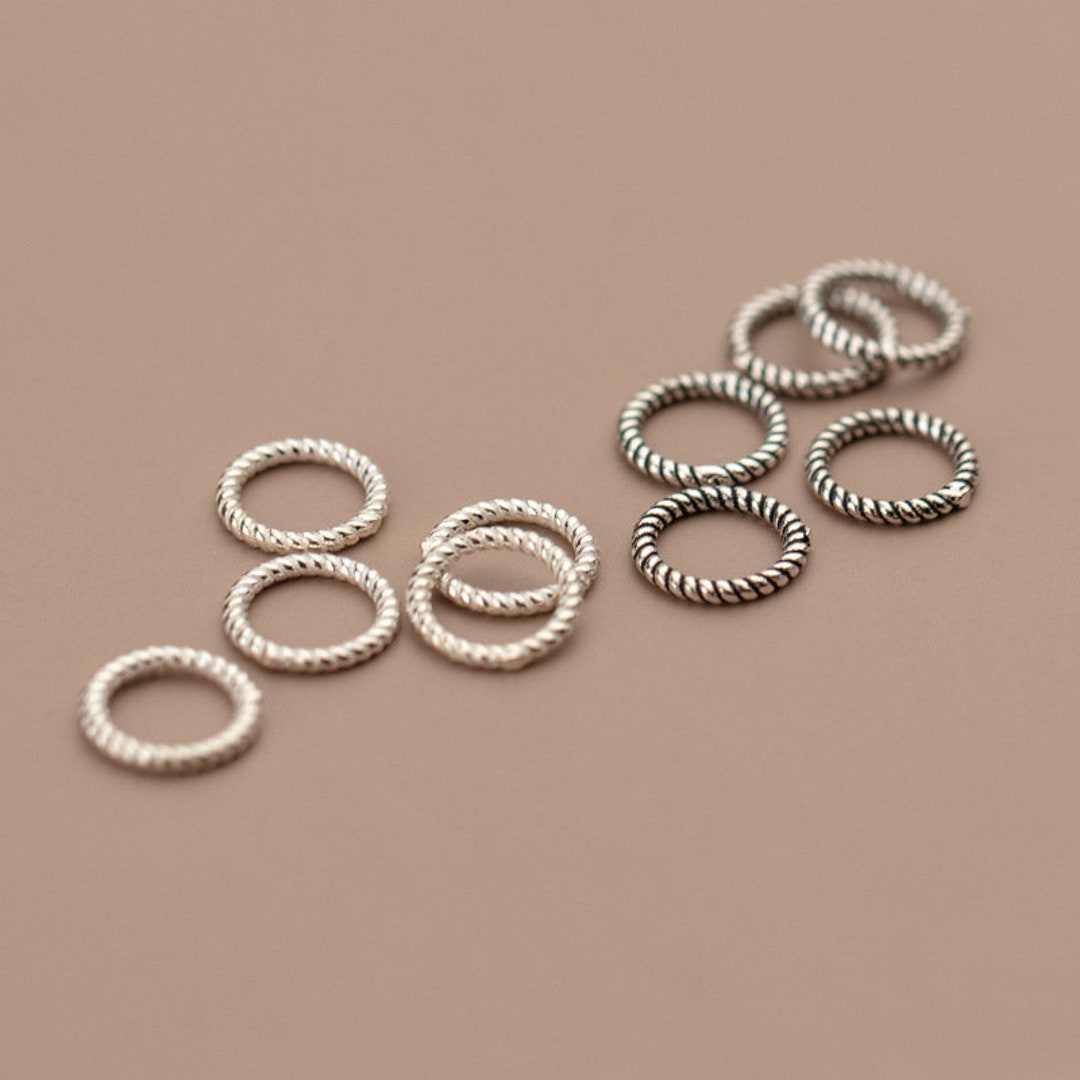 10 Pcs,sterling Silver Round Twisted Rope Ring,silver Coiled Ring Beads ...